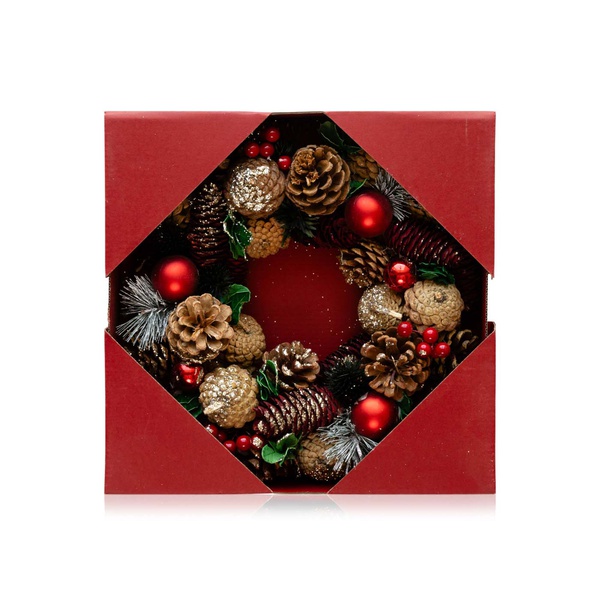 Festive leaf and pinecone wreath 30cm - Waitrose UAE & Partners