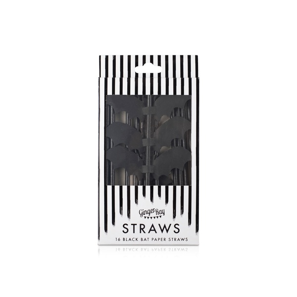 Ginger Ray 16 black bat paper straws - Waitrose UAE & Partners