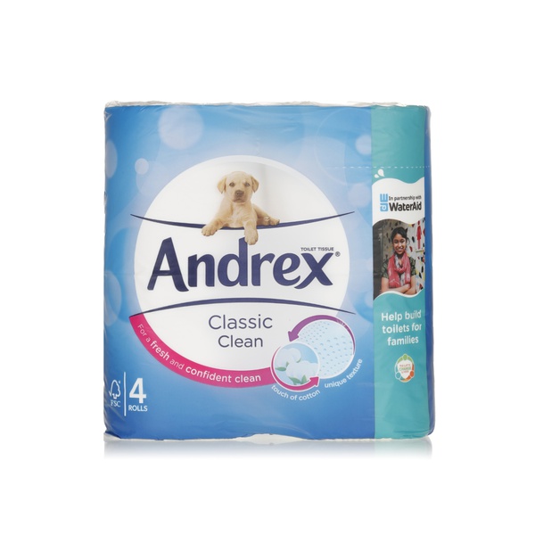 Andrex classic clean toilet tissue 2ply 4pk - Waitrose UAE & Partners