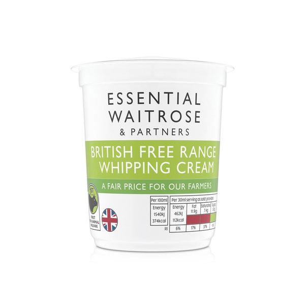 Waitrose Essential British Free Range Whipping Cream 300ml - Waitrose ...