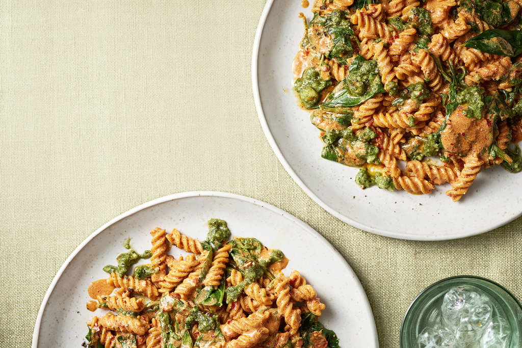 Harissa pasta & mixed nut pesto recipe - Waitrose UAE & Partners