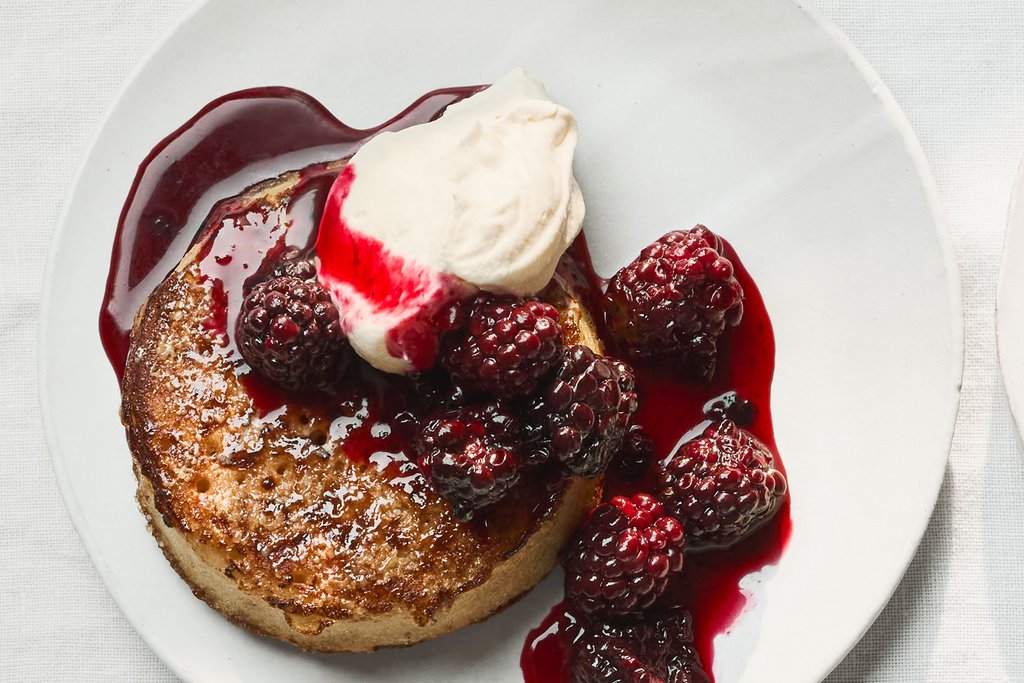 Brûléed crumpets with blackberries & cream recipe - Waitrose UAE & Partners