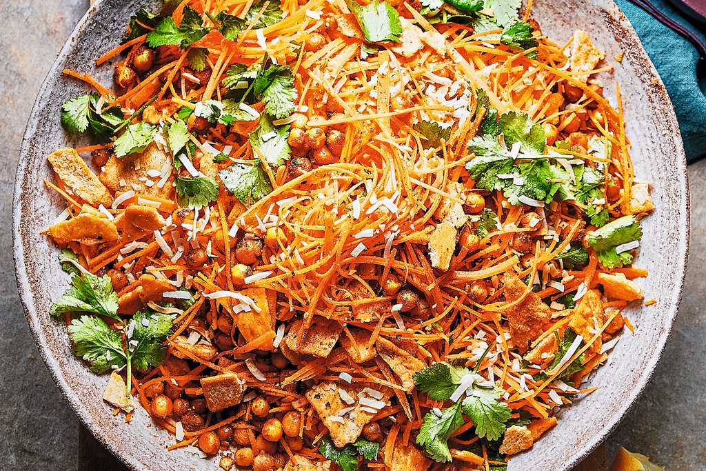 Crunchy spiced chickpea, carrot & coconut salad recipe - Waitrose UAE ...