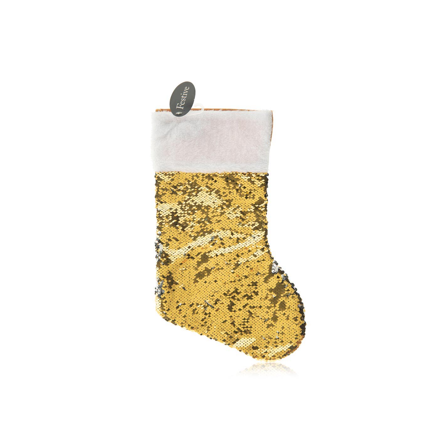 Festive sequin stocking gold and silver 46cm - Waitrose UAE & Partners