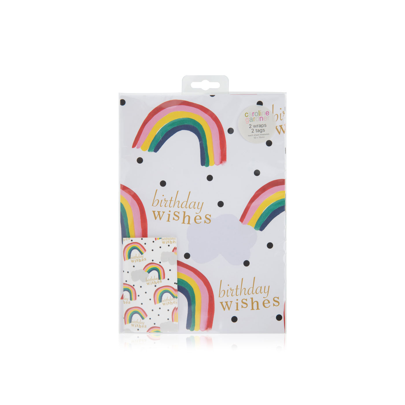 Caroline Gardner gift wrap and tags rainbows 2 pack - Waitrose UAE ...