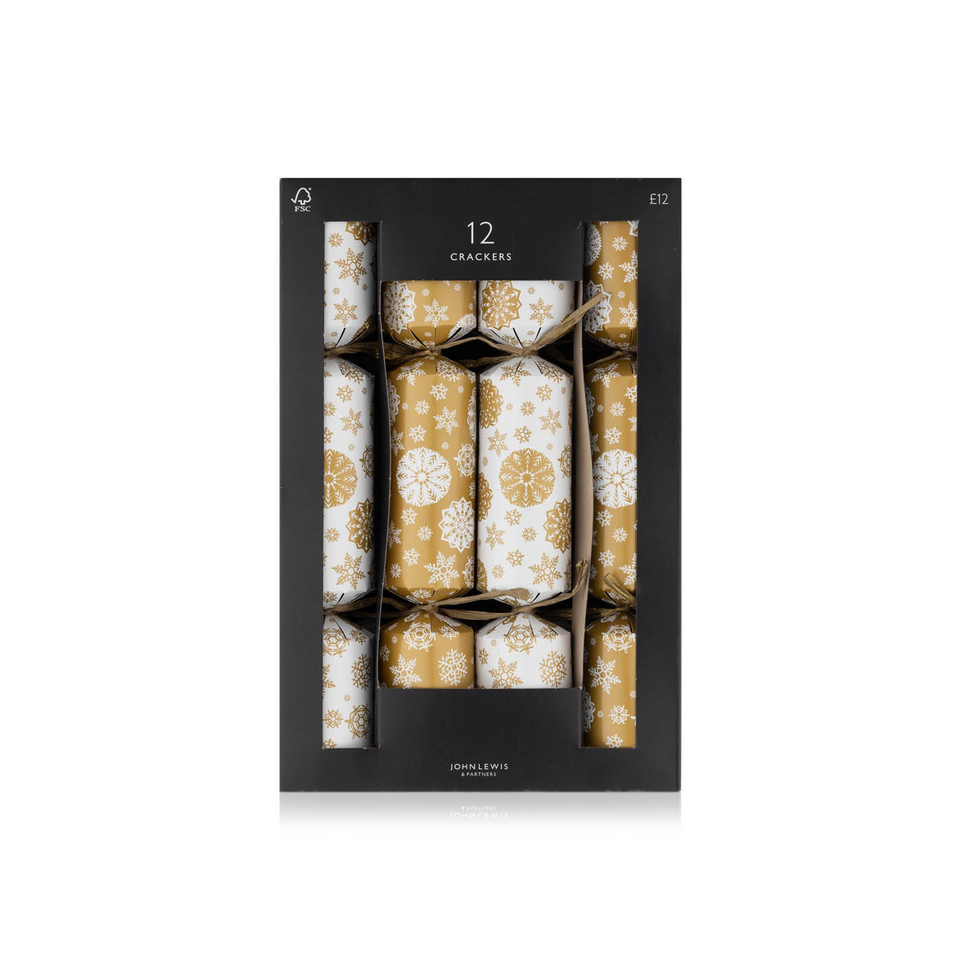 John Lewis winter fairytale snowflake gold crackers 12 pack - Waitrose ...