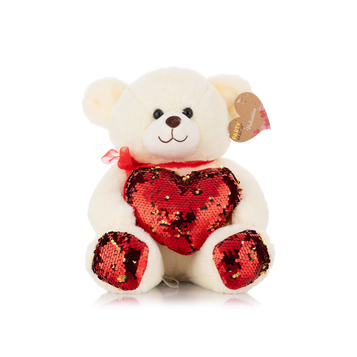 Party Magic teddy bear with sequin heart 31cm - Waitrose UAE & Partners