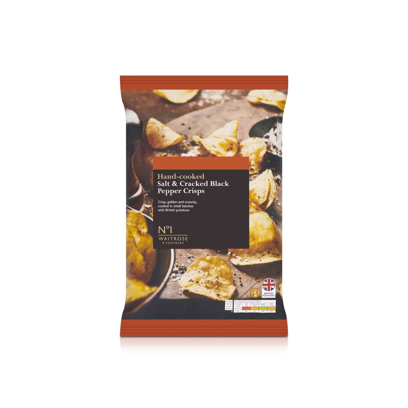 Waitrose No.1 Hand Cooked Salt & Cracked Black Pepper Crisps 150g ...