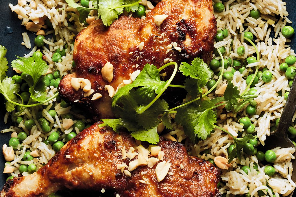 Satay chicken legs with coconut rice recipe - Waitrose UAE & Partners