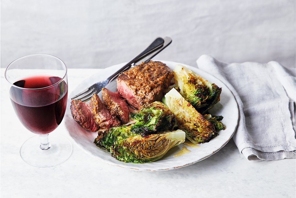 Steak, grilled little gem and gorgonzola butter recipe - Waitrose UAE ...