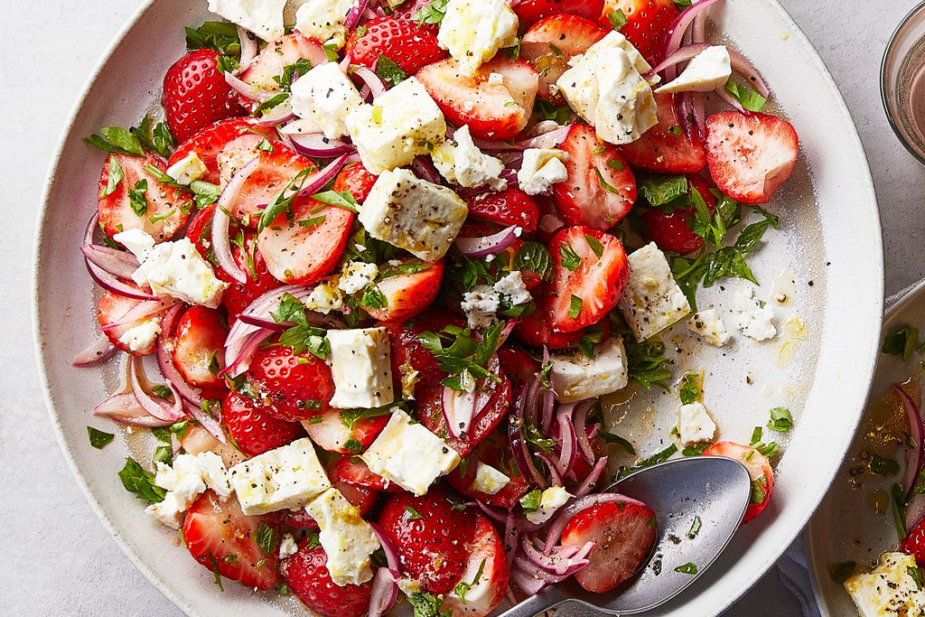 Strawberry, feta & red onion salad recipe - Waitrose UAE & Partners