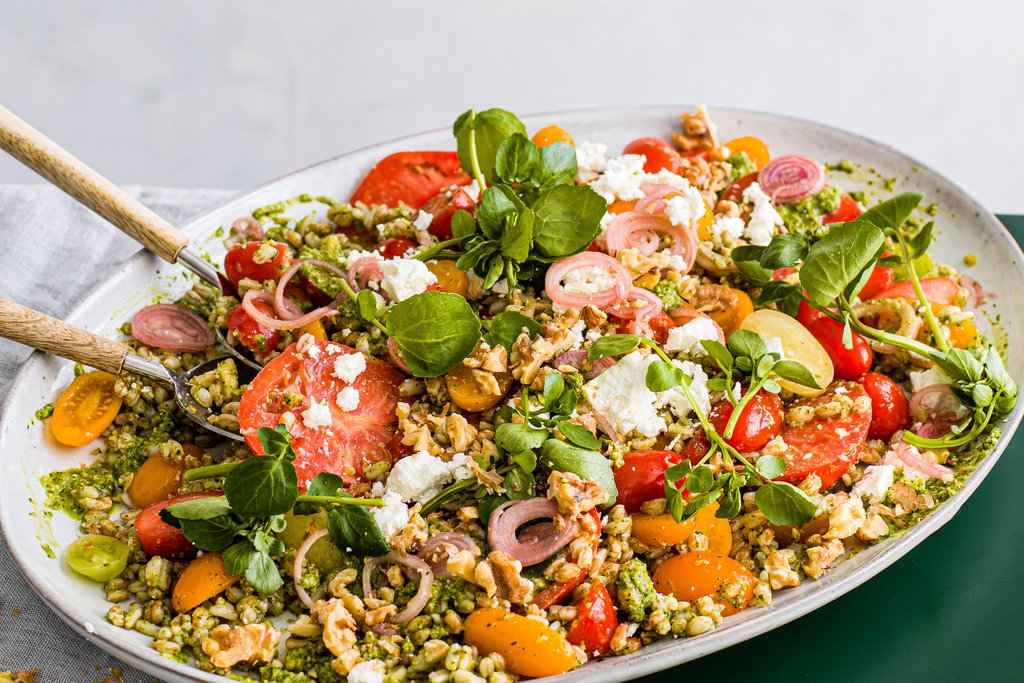 Tomato & spelt salad with walnut dressing recipe - Waitrose UAE & Partners